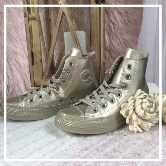 Converse | Shoes | Converse Metallic Gold Canvas Hightops New | Poshmark